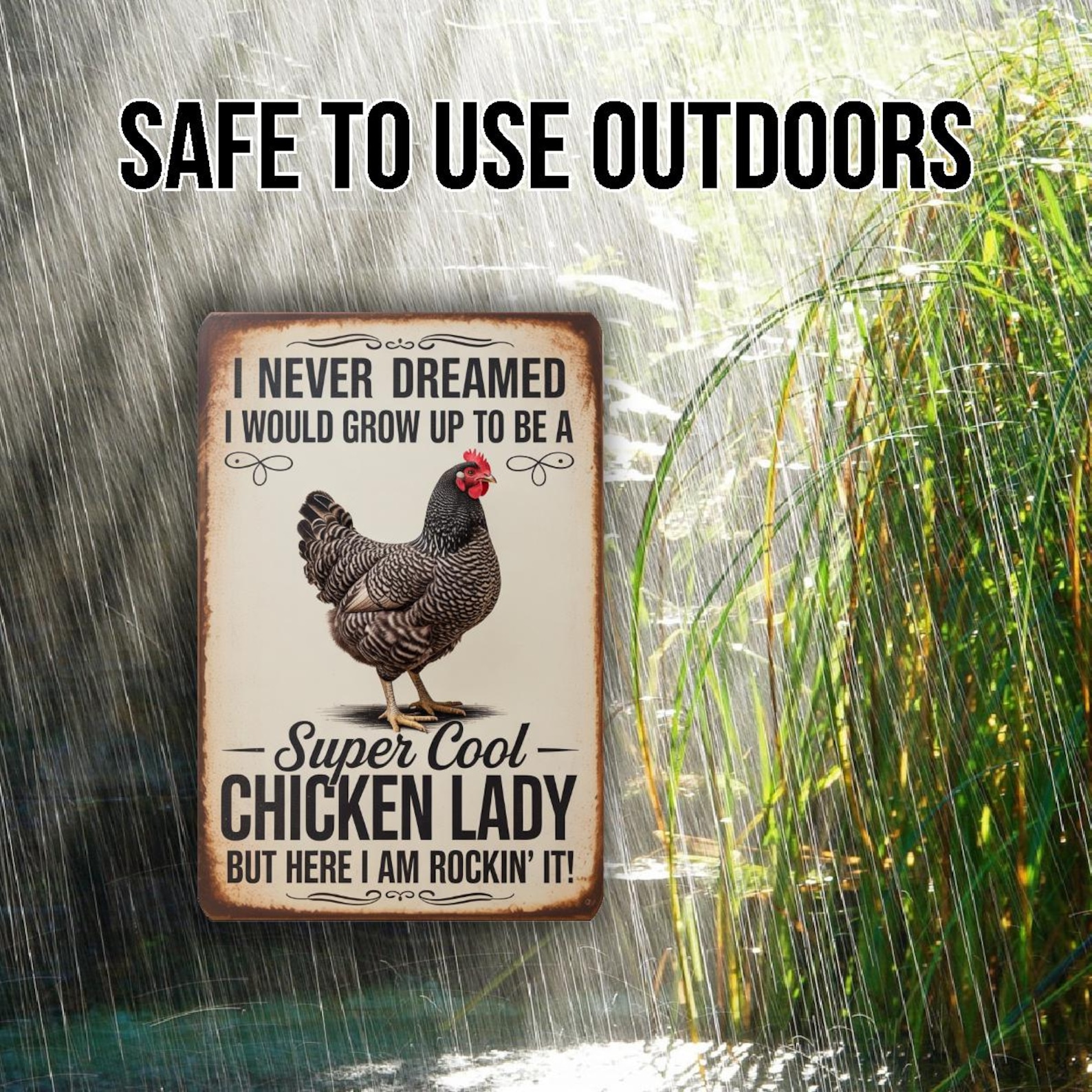 Super Cool Chicken Lady Sign – Funny Farmhouse Wall Decor, Vintage ...