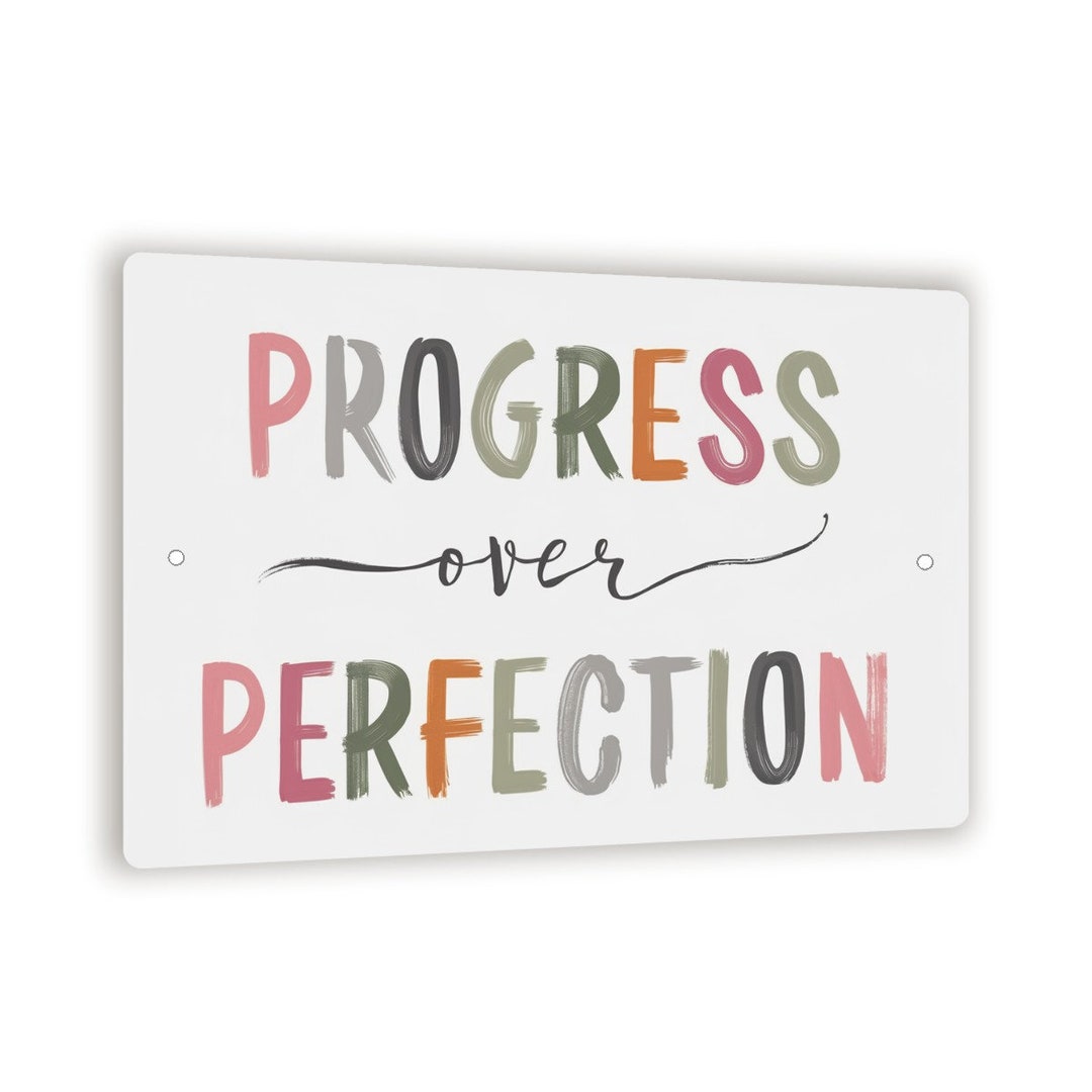 Motivational "progress Over Perfection" Sign - Vibrant Colors on White ...