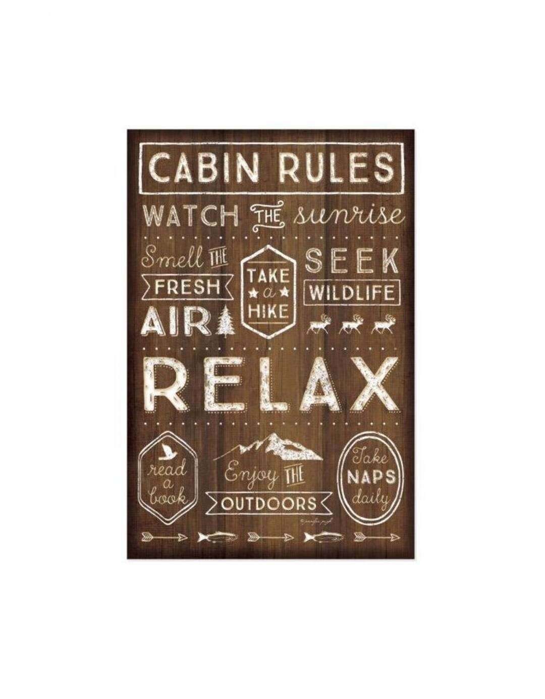 Cabin Rules Farmhouse Style Wood Wall Decor Sign - Etsy