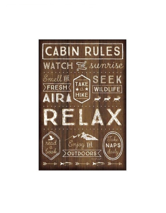 Wall Hangings Cabin Rules Rustic Wood Farmhouse Wall Sign Wall Décor ...