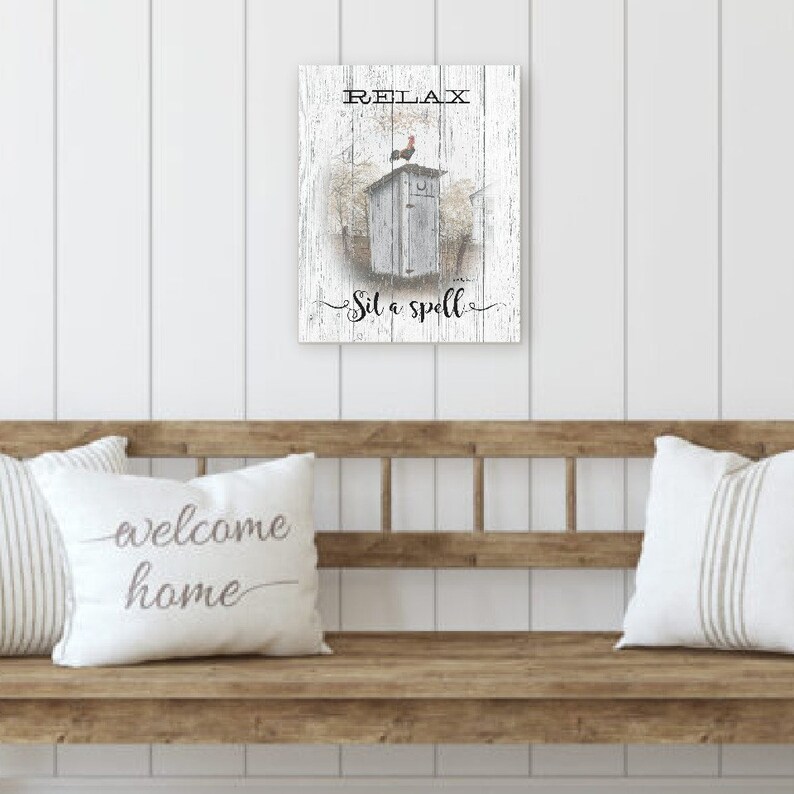 Relax and Sit A Spell Outhouse Funny Bathroom Wall Decor Sign ...