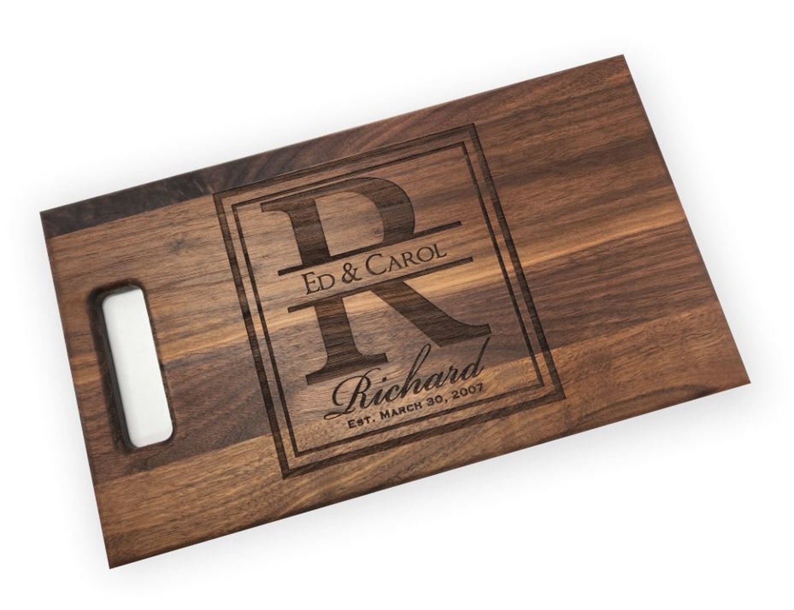 Personalized Laser Engraved Wood Cutting Board Square Monogram - Etsy