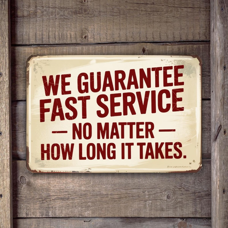 Fast Service Funny Metal Sign – 8x12 Vintage Wall Decor, Rustic Humor ...