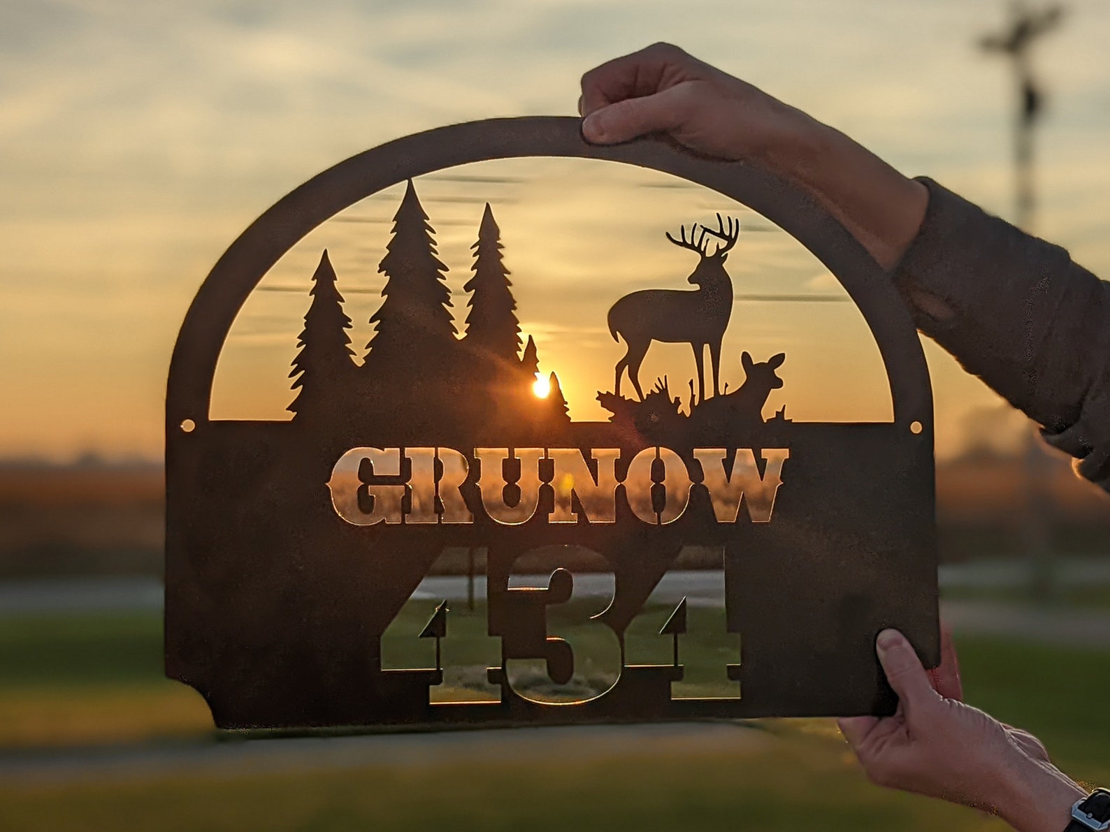 Personalized Metal Outdoor Address Name Sign With Deer Scene - Etsy