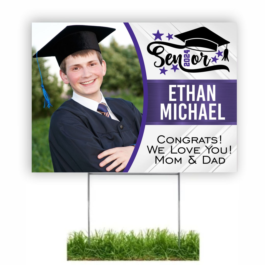 Personalized Graduation Yard Sign With Photo and Message With Metal ...