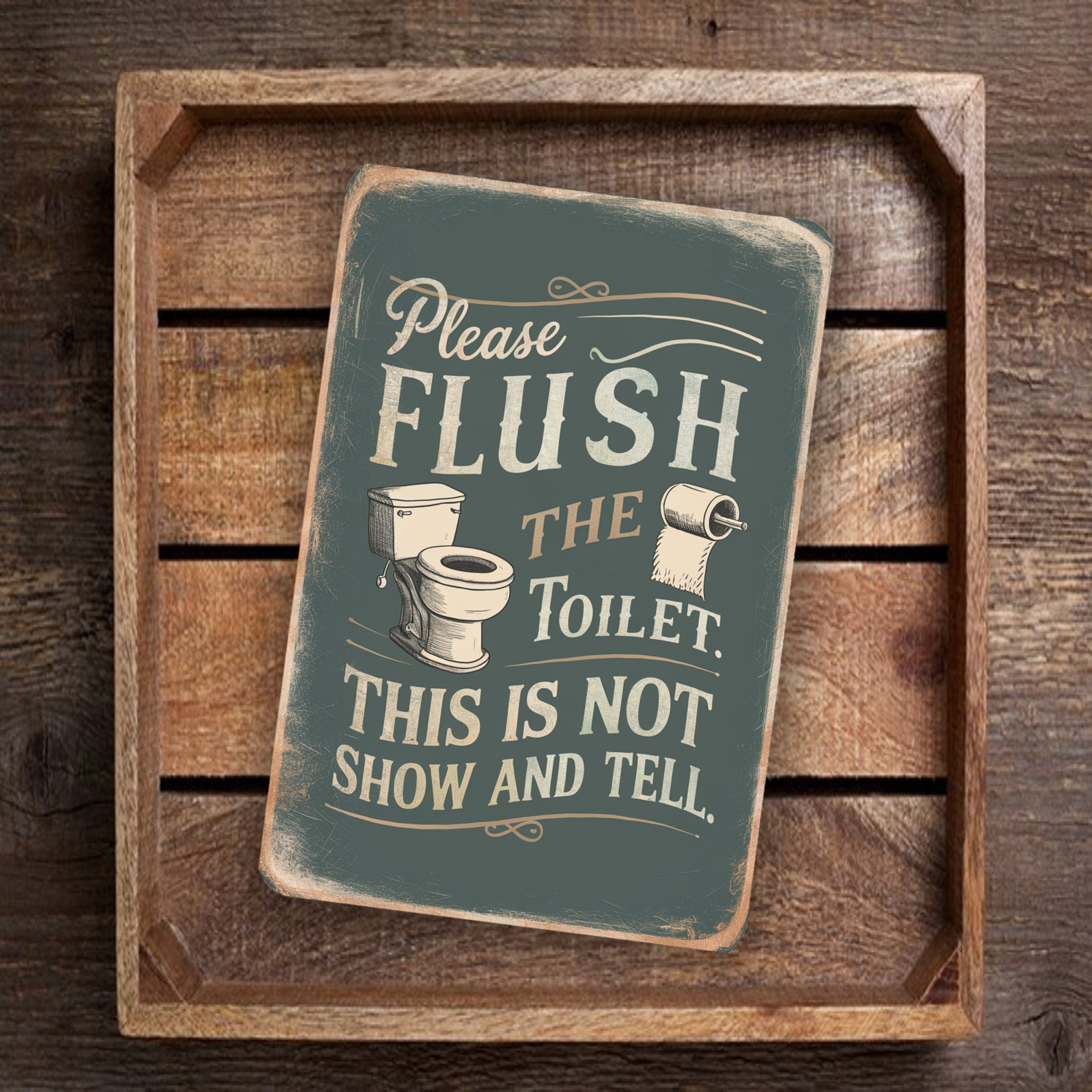 8x12 Funny Vintage-style Bathroom Sign - 'please Flush the Toilet ...