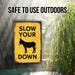 Vintage-style "slow Your Donkey Down" Sign - Rustic Yellow Background ...