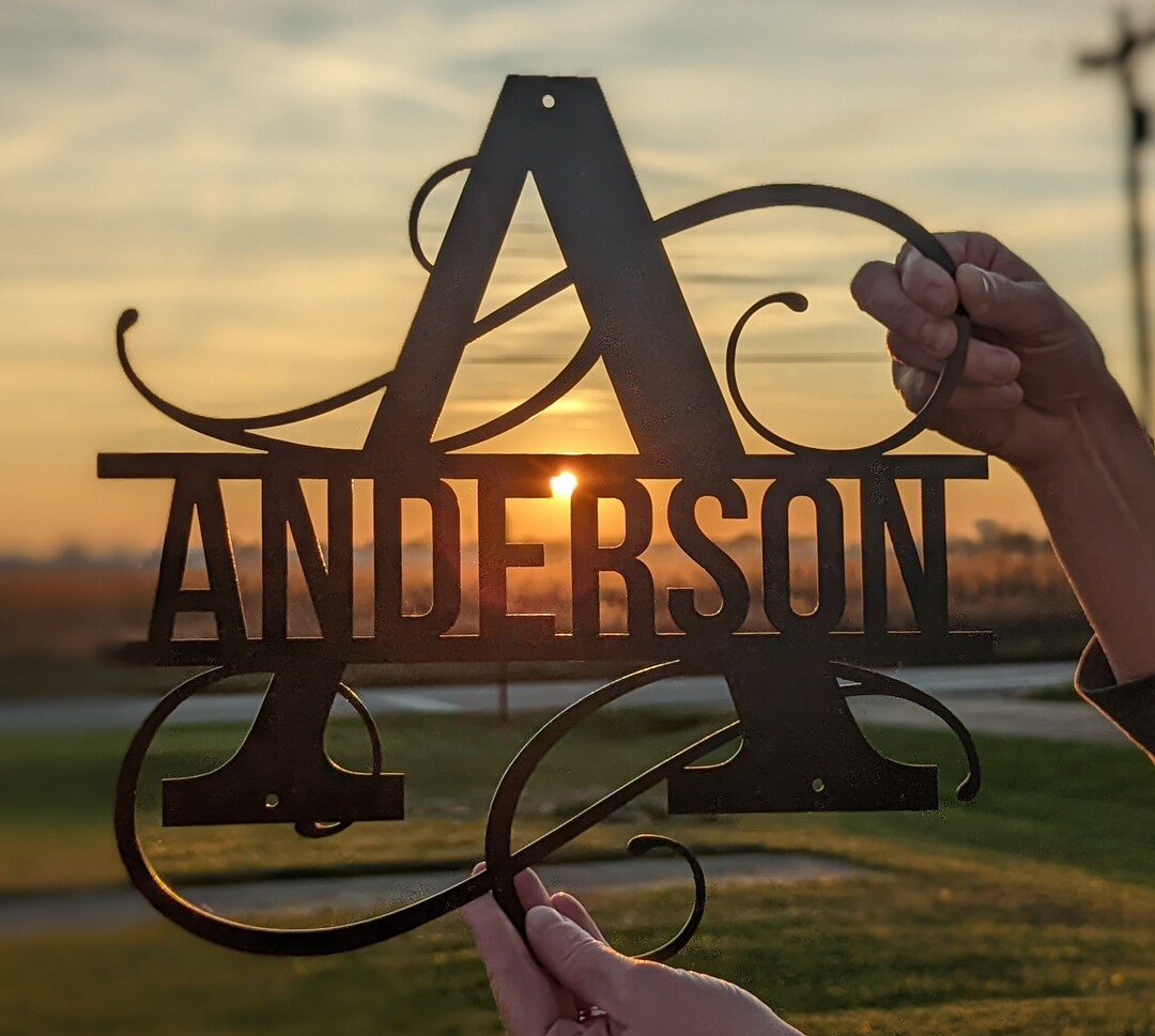 Custom Metal Monogram Sign – Personalized Split Letter Family Name ...