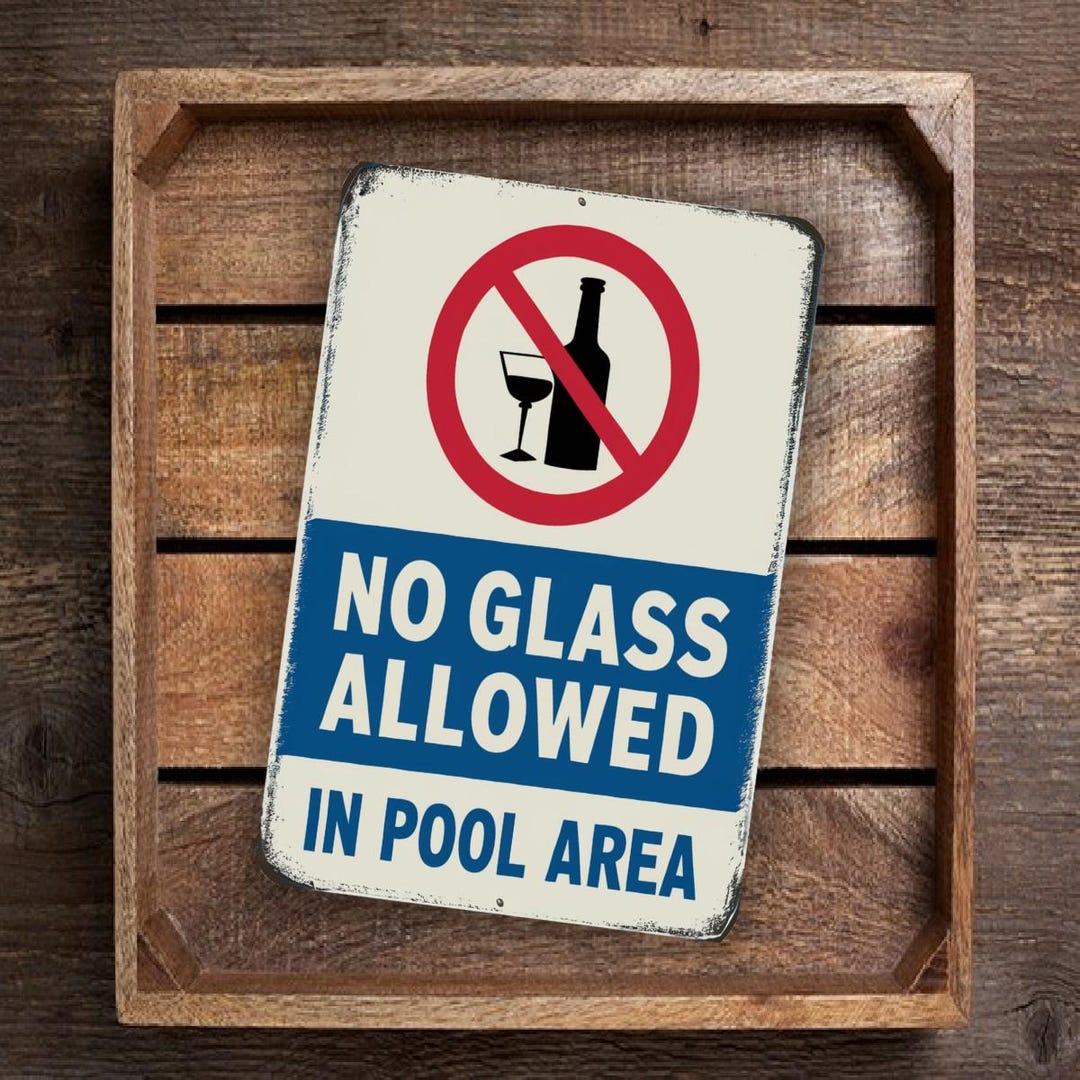 Rustic "no Glass Allowed in Pool Area" Sign - Weathered White ...