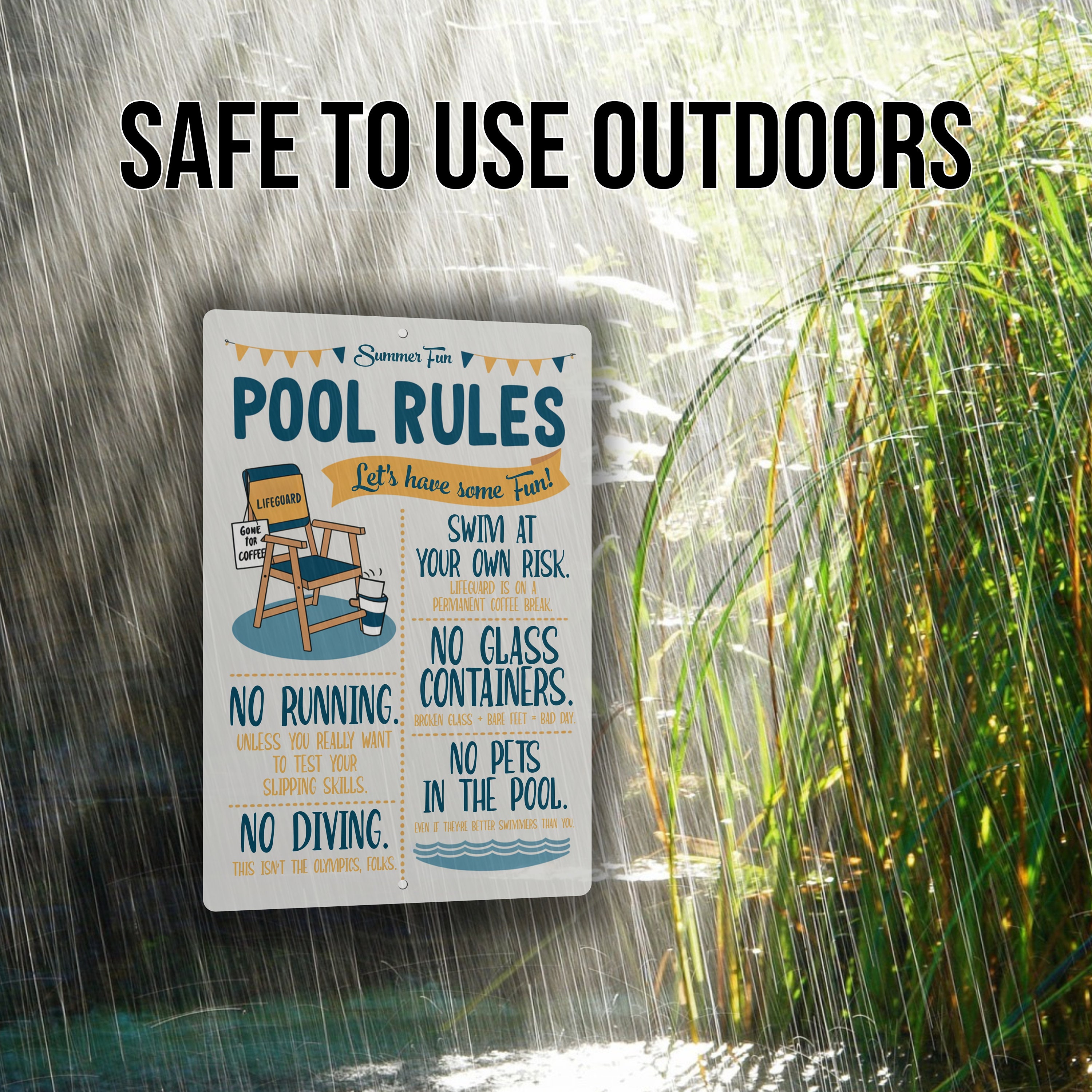 Funny Pool Ules Signs Outdoo Funny Summe Fun Metal Tin Signs Pool Signs