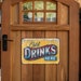 Vintage-style "cold Drinks Here" Sign - Rustic Yellow and Blue Wall ...