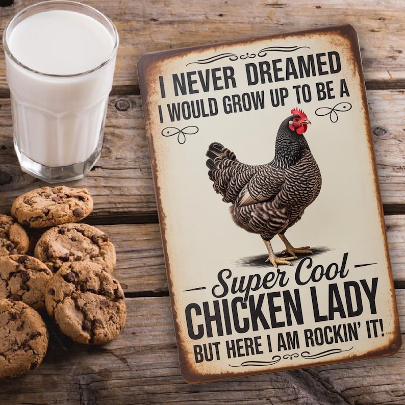 Super Cool Chicken Lady Sign – Funny Farmhouse Wall Decor, Vintage ...