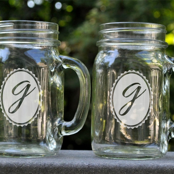 Monogram Mason Jar - Etsy