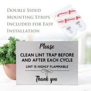 Brushed Aluminum Sign "please Clean the Lint Trap After Every Cycle ...