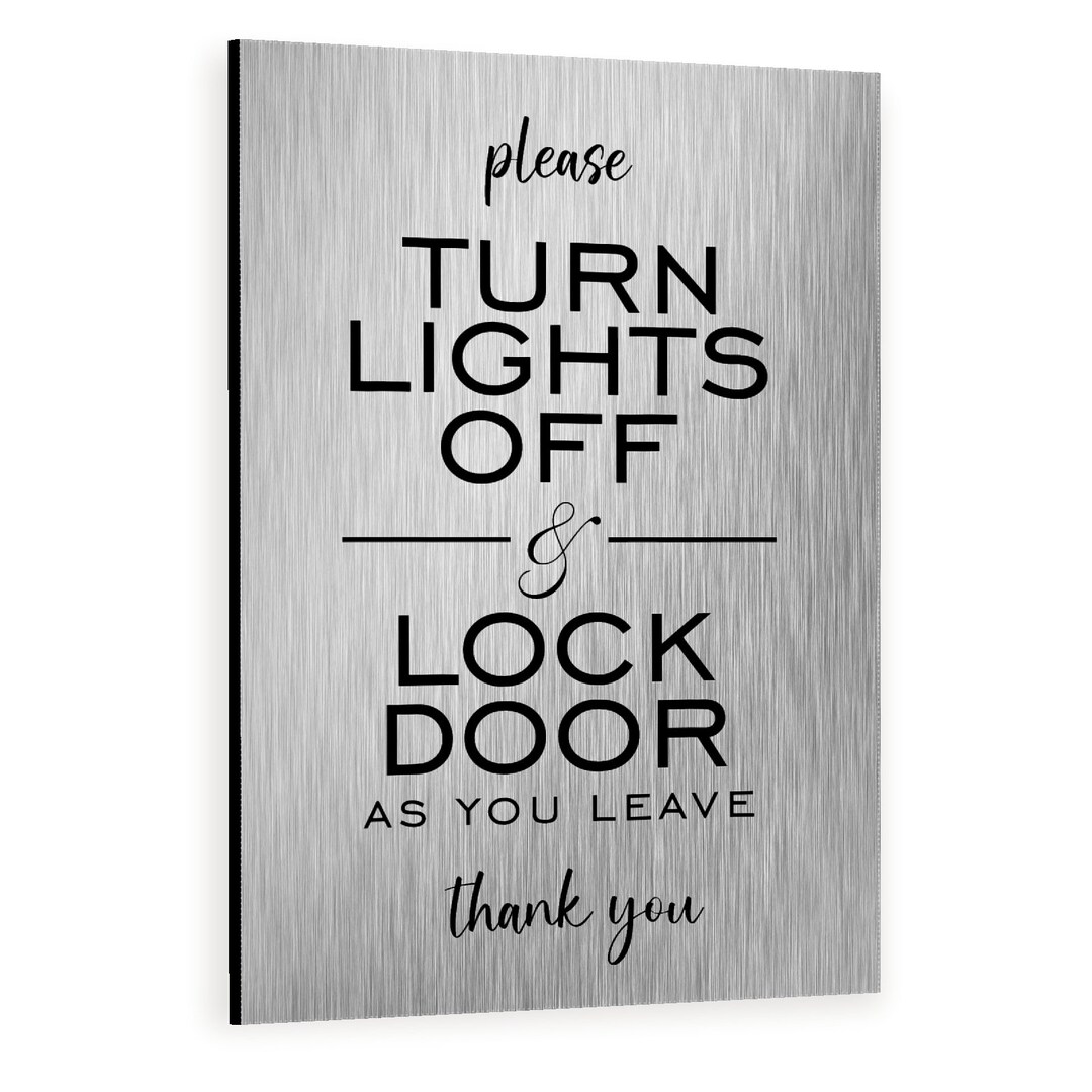 Brushed Aluminum "please Turn off Lights and Lock the Door" Sign ...