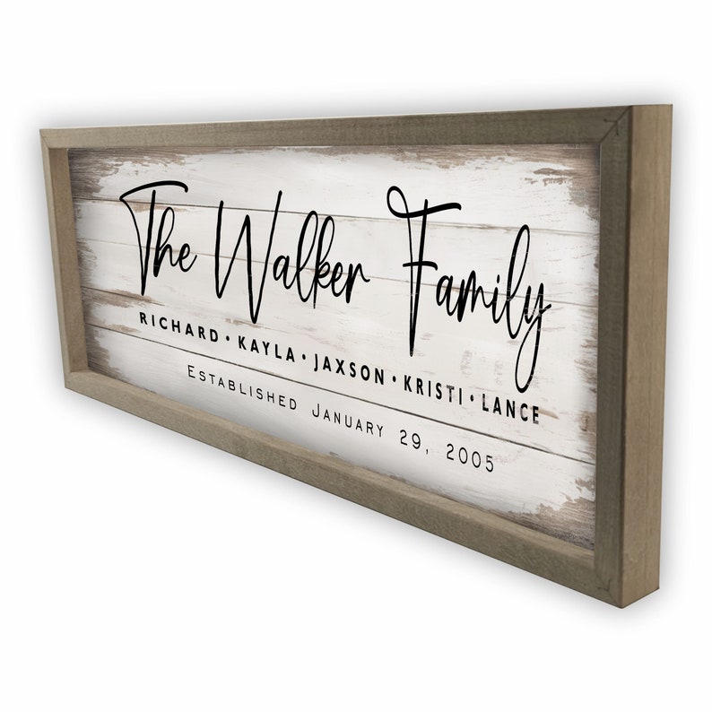 Personalized Printed Framed Family Name Sign With First Names (framed ...