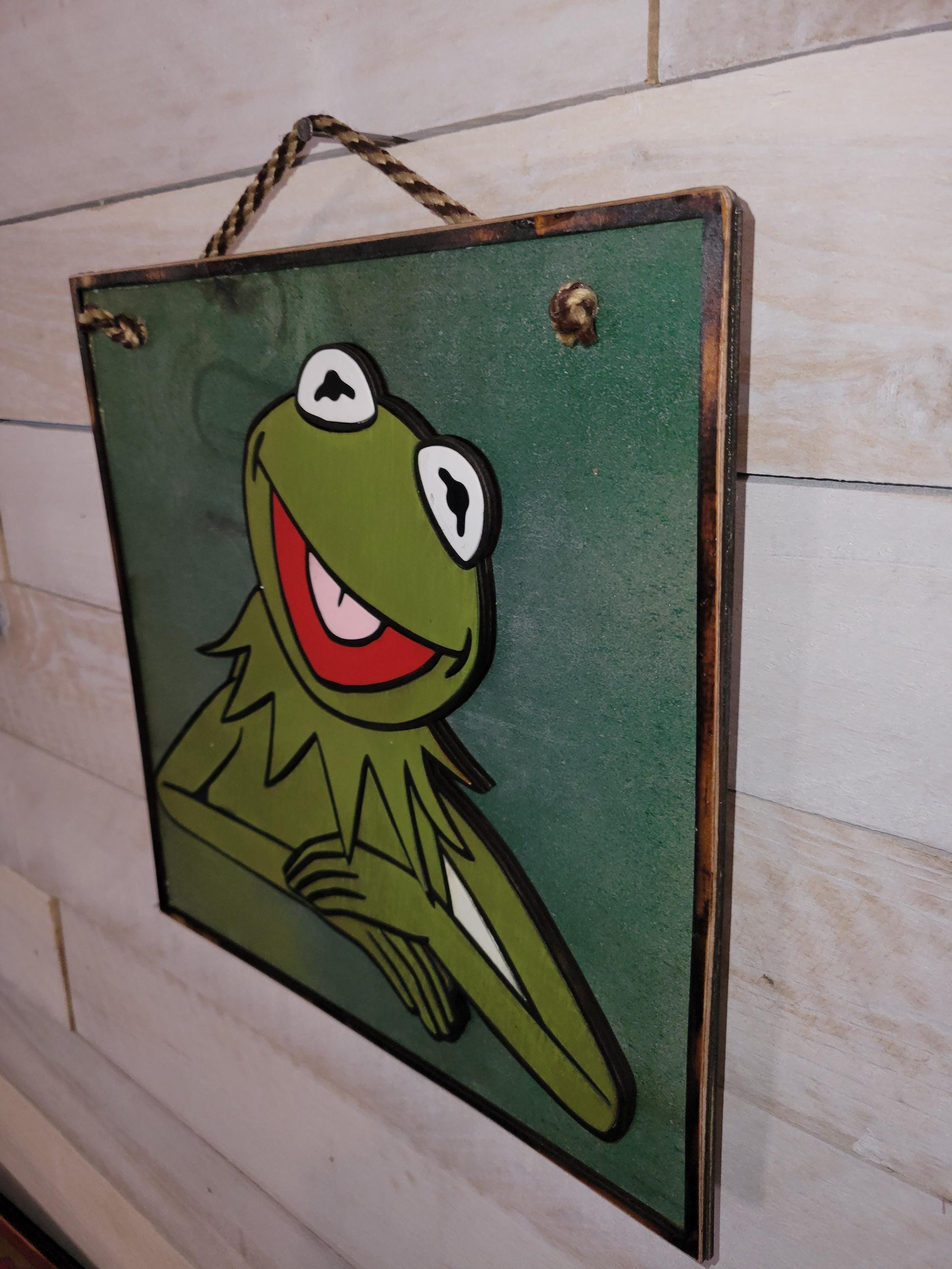 KERMIT THE FROG Layered Hand-painted Framed Wooden Sign - Classic Jim ...