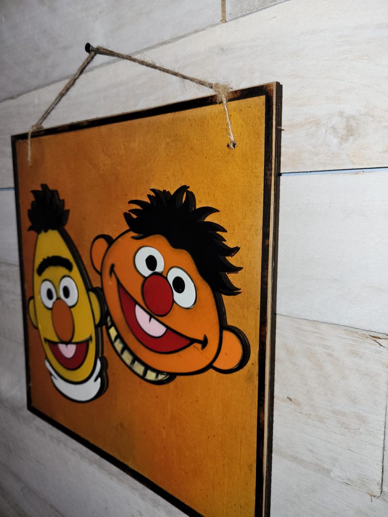 Hand-painted Bert and Ernie Wooden Sign - Sesame Street Inspired Art - Etsy