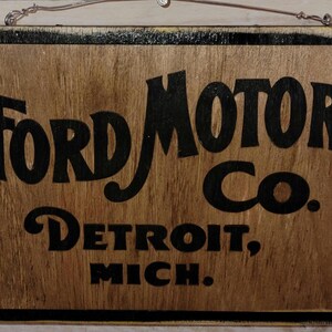 FORD MOTOR Framed Wooden Sign - Hand-painted Rustic Decor - Vintage ...