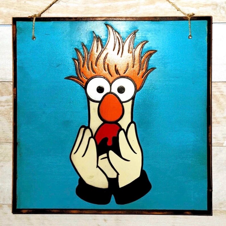 BEAKER Hand-painted Framed Wooden Sign - Classic Jim Henson the Muppets ...