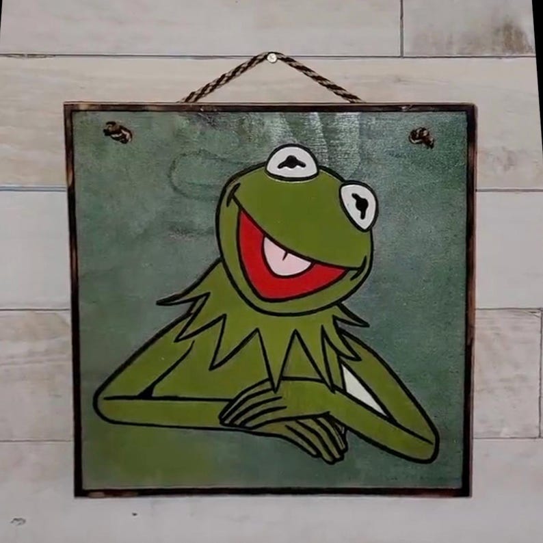 KERMIT THE FROG Layered Hand-painted Framed Wooden Sign - Classic Jim ...