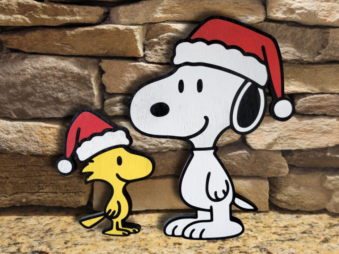 Hand-painted Snoopy & Woodstock Christmas Decor - Magnetic Wooden ...