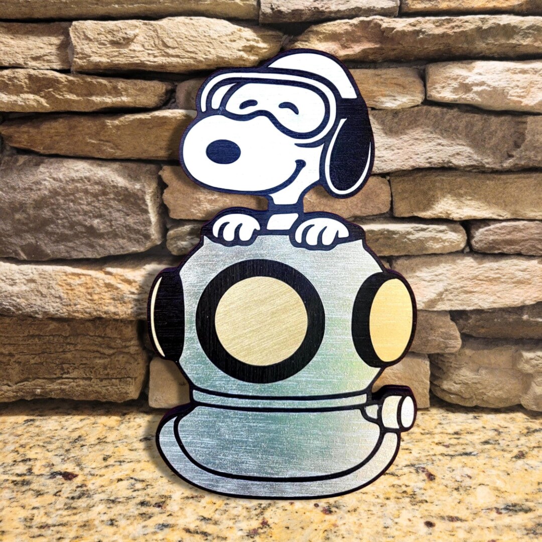 SNOOPY Diver Mask Freestanding Hand-painted Wooden Decor - With ...