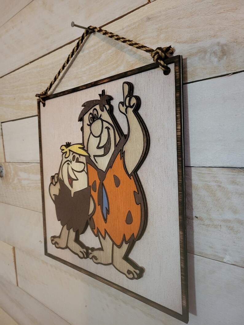 FRED AND BARNEY Hand-painted Framed Wooden Sign - Flintstones-inspired ...