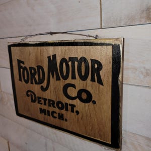 FORD MOTOR Framed Wooden Sign - Hand-painted Rustic Decor - Vintage ...