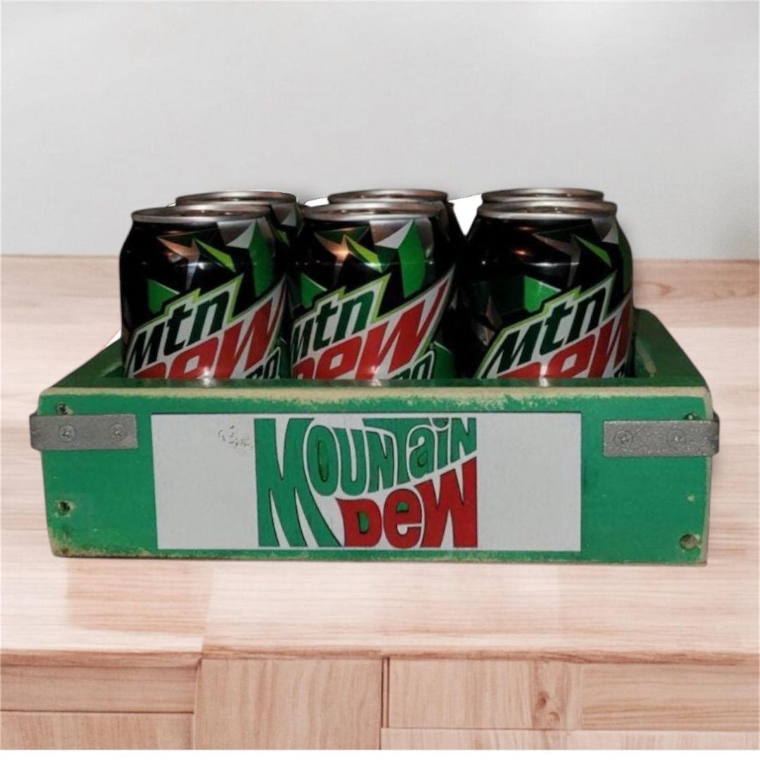 MOUNTAIN DEW 6-pack Wooden Box With Wooden Logos - Handcrafted Vintage ...