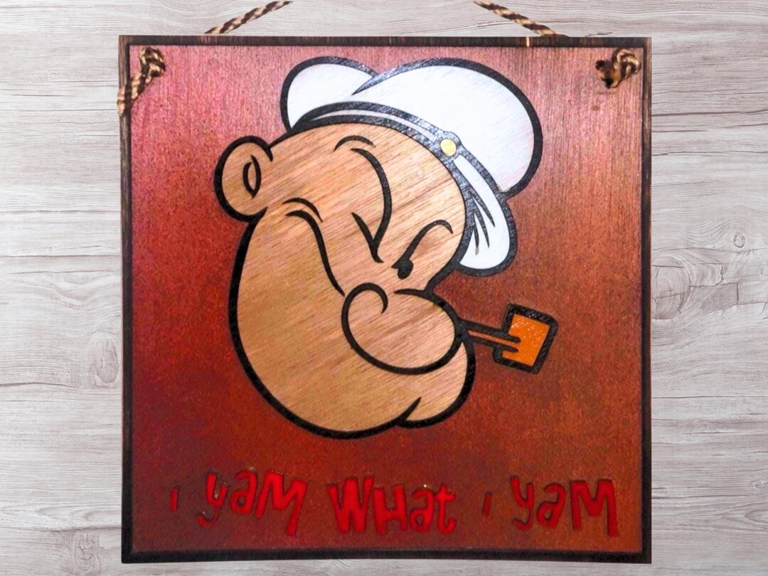 POPEYE Hand-painted Framed Wooden Sign - Classic Cartoon Decor ...