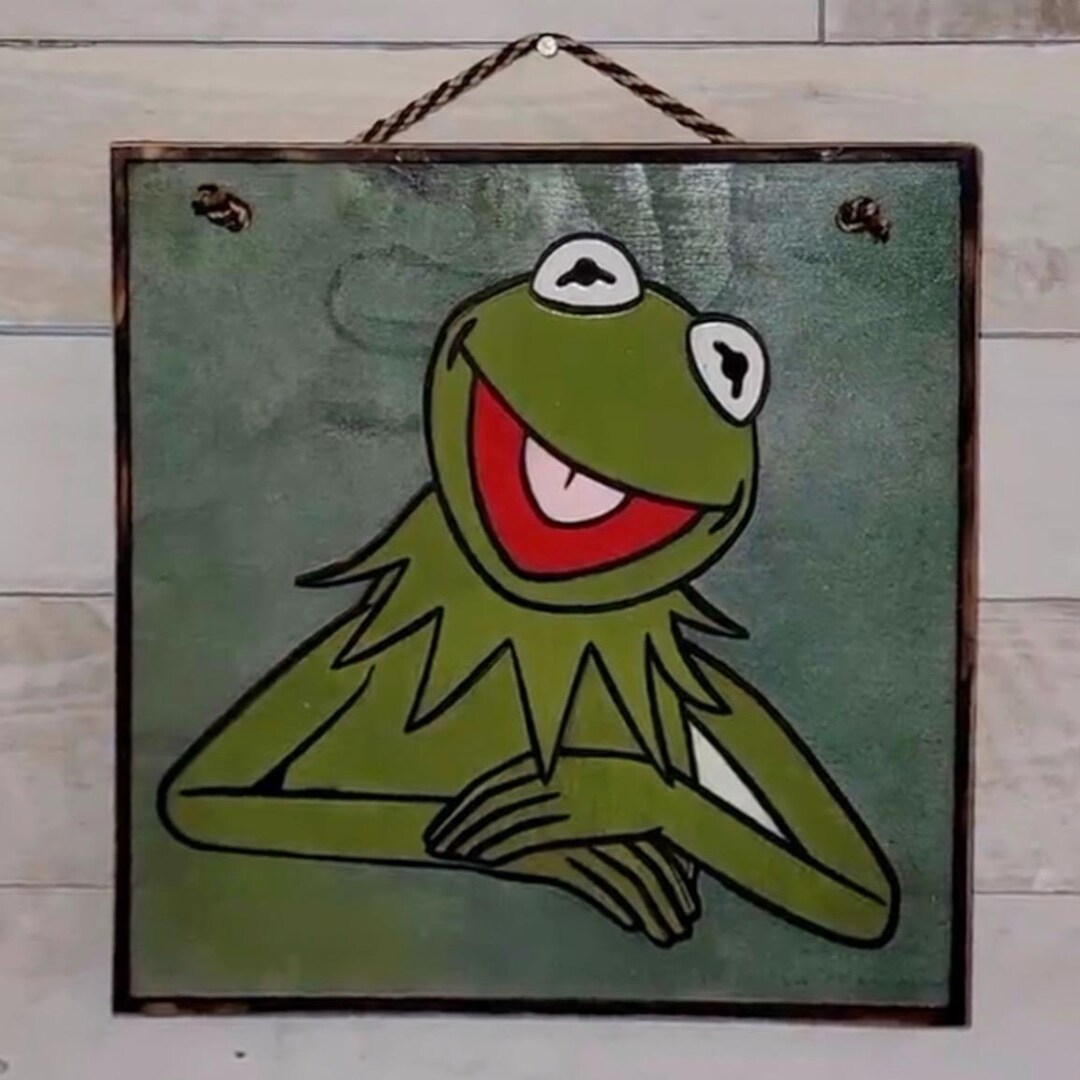 KERMIT THE FROG Layered Hand-painted Framed Wooden Sign - Classic Jim ...