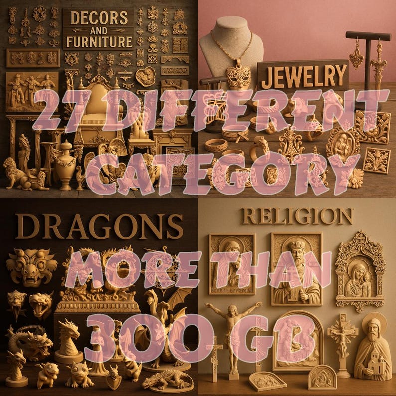 MEGA BUNDLE CNC Files for Router Machines, Cnc Pack, Cnc Stl Files Pack, 3D Cnc Router Stl Pack ...