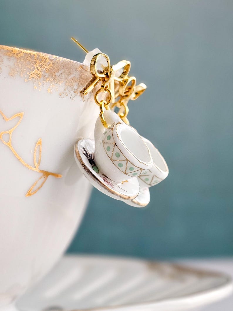 Tea Cup and Saucer Earrings - Etsy