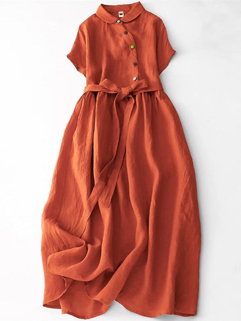 Red Linen Dress for Women, Minimalist Linen Dress, Simple Linen Dress ...