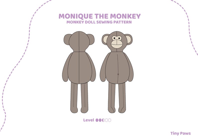 Monkey Doll Sewing Pattern – DIY Cloth Toy, Monique (PDF Pattern) - Etsy