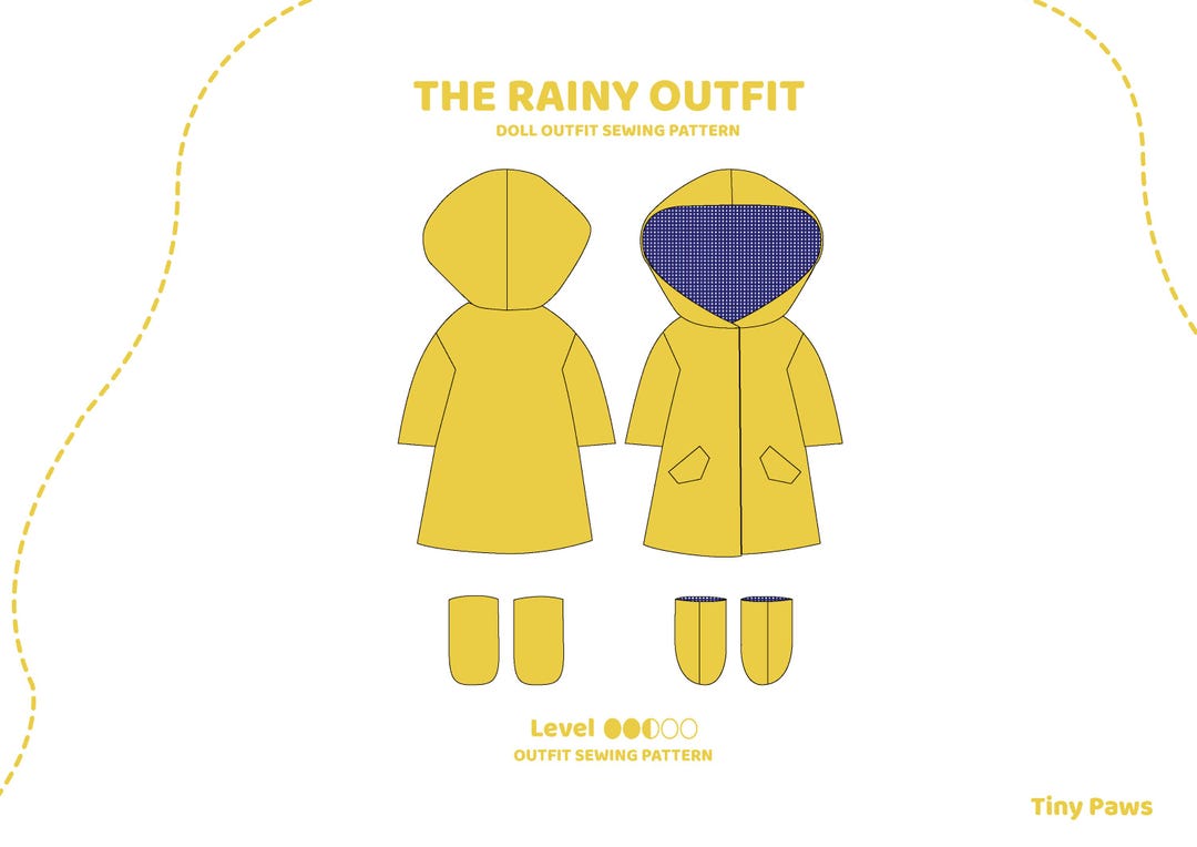 Doll Rain Outfit Sewing Pattern, Fits 14.2" Dolls (PDF Pattern) - Etsy