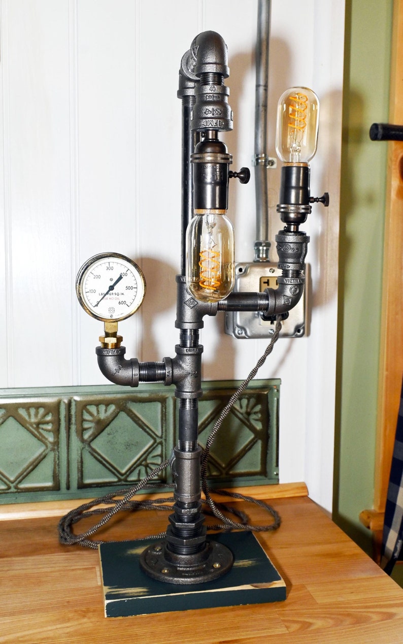 Steampunk Industrial Black Pipe Lamp #1 - Etsy