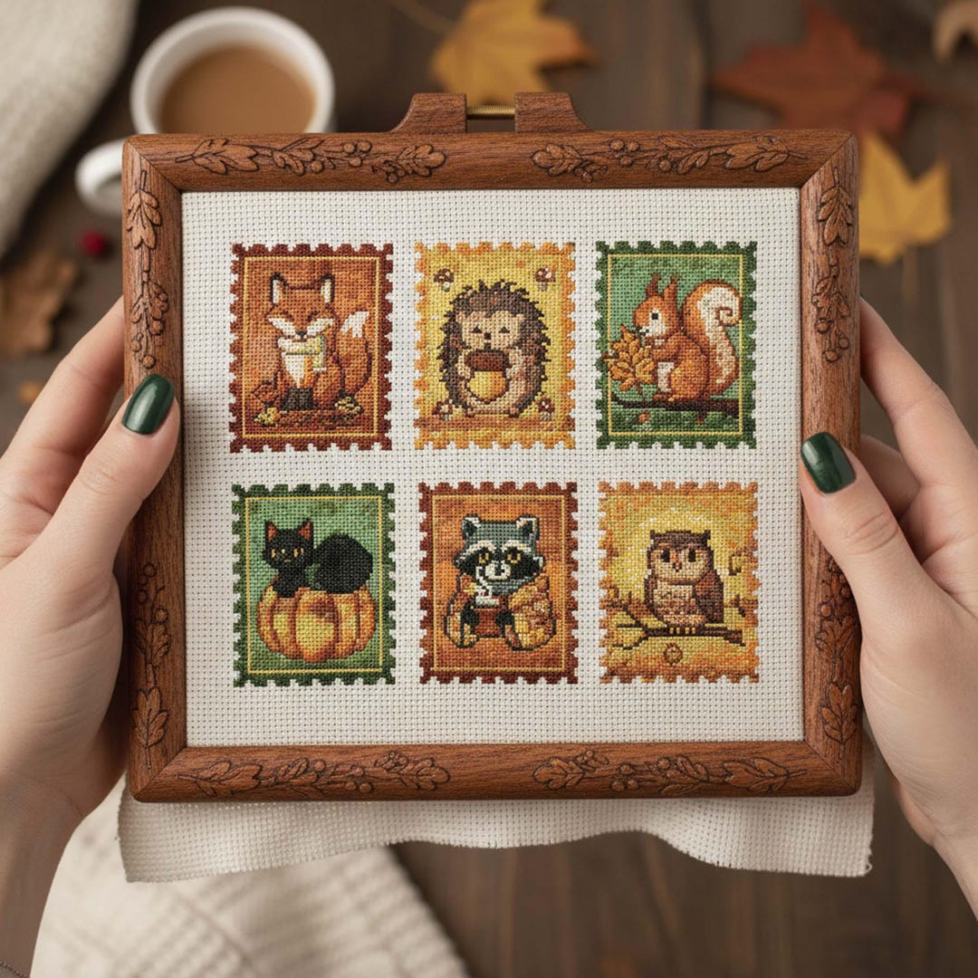 Autumn Animals Post Office Cross Stitch Pattern: Thanksgiving Woodland ...