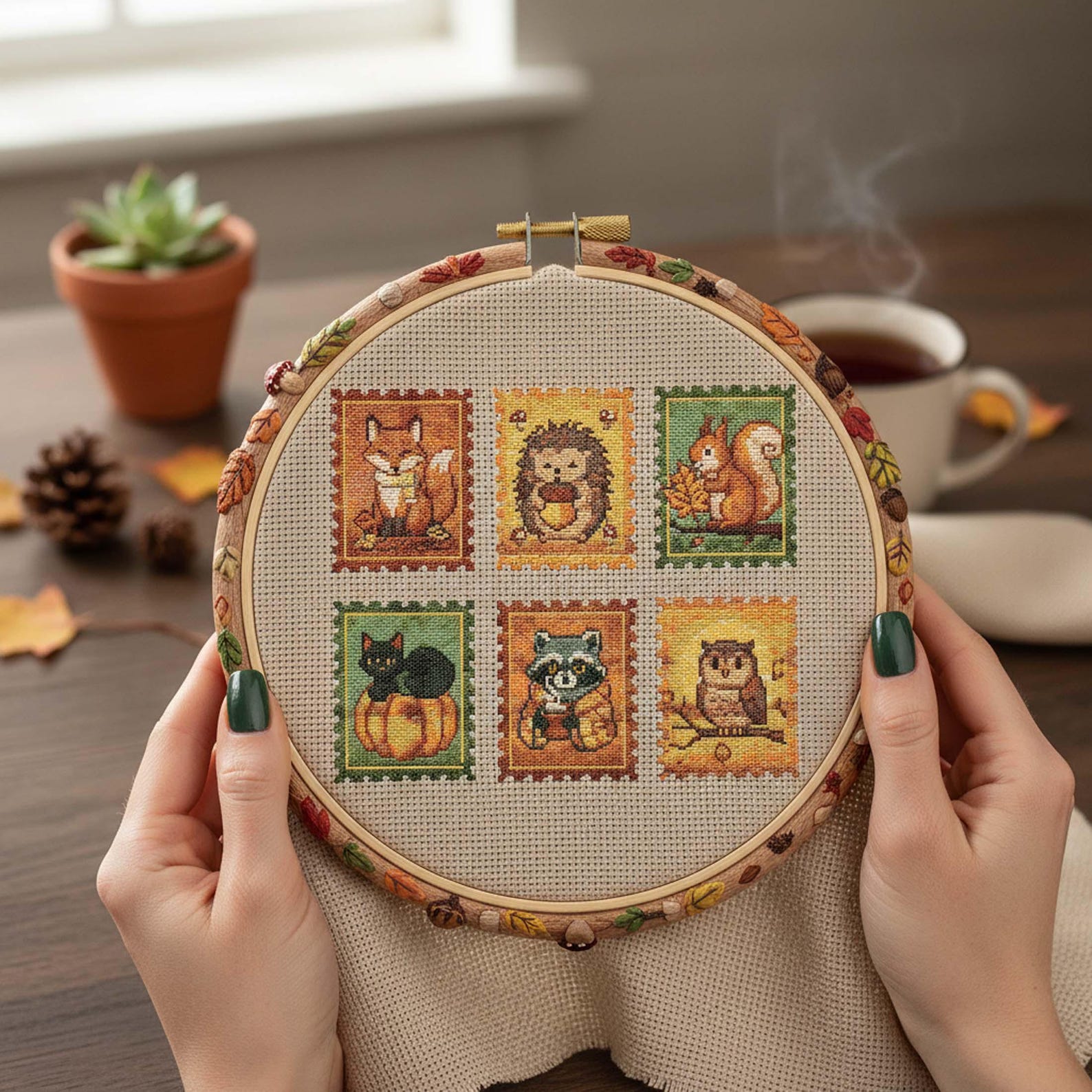 Autumn Animals Post Office Cross Stitch Pattern: Thanksgiving Woodland ...