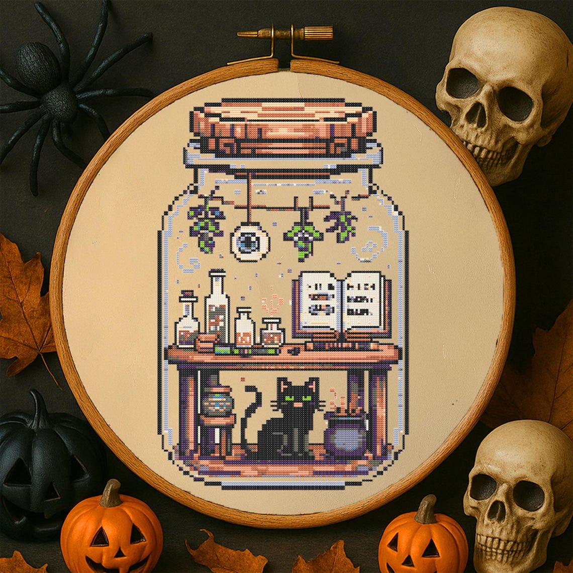Witchcore Apothecary Jar Cross Stitch Pattern Magical Halloween Witch’s ...