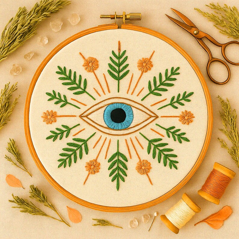 Mystical Eye Hand Embroidery Pattern Boho Eye Embroidery All-seeing Eye ...