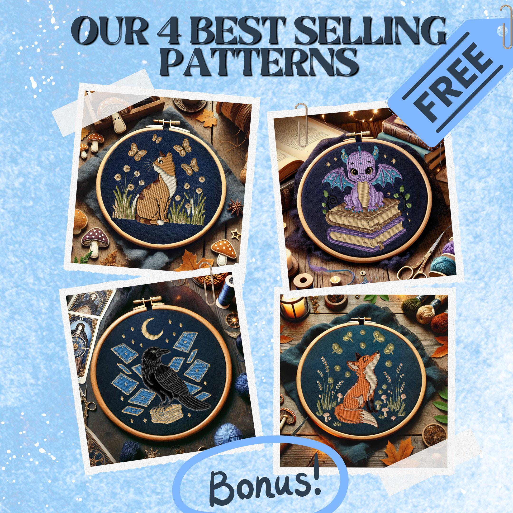 Gothic Rose With Moon Hand Embroidery Pattern Magical Dark Floral With ...