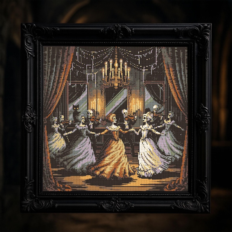 Gothic Skeleton Waltz Cross Stitch Pattern Victorian Ballroom ...