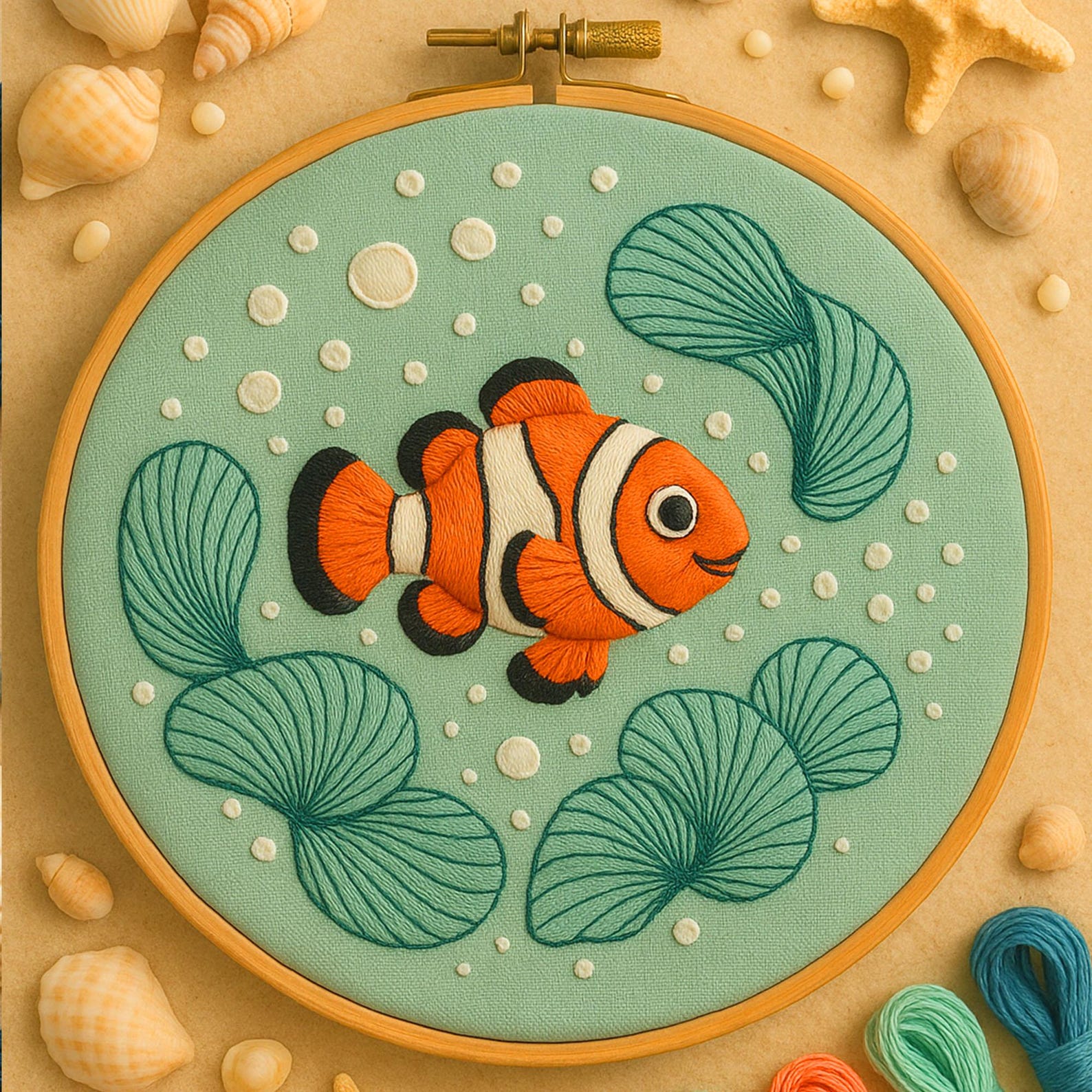 Cute Tropical Fish Hand Embroidery Pattern Happy Ocean Tropical Fish ...