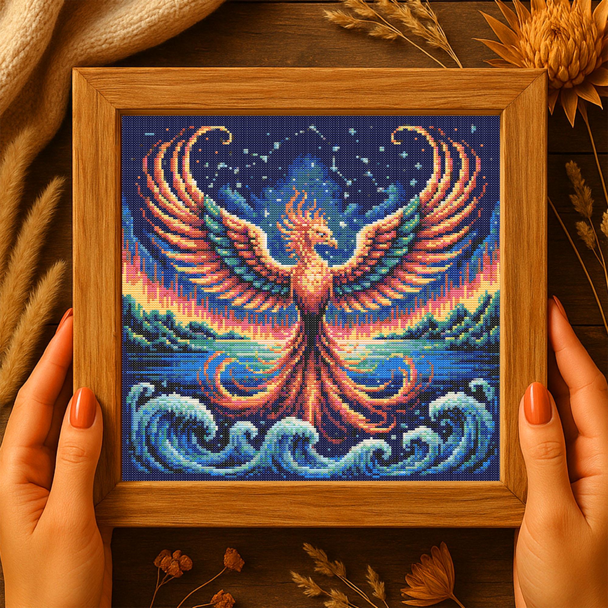 Galaxy Phoenix Cross Stitch Pattern Celestial Cosmic Phoenix Embroidery ...