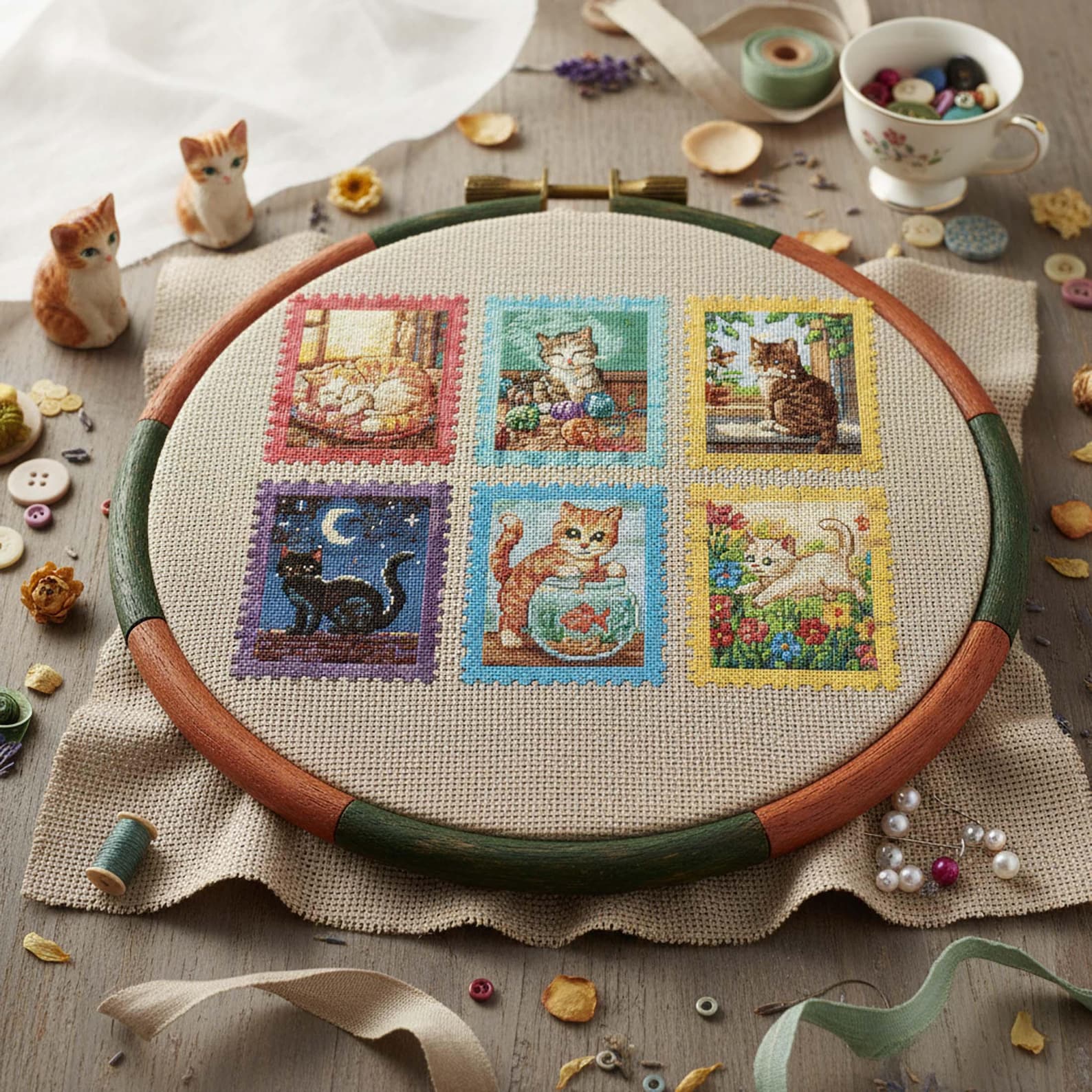 Adorable Cat Post Office Cross Stitch Pattern: Kitten Mini Panels ...
