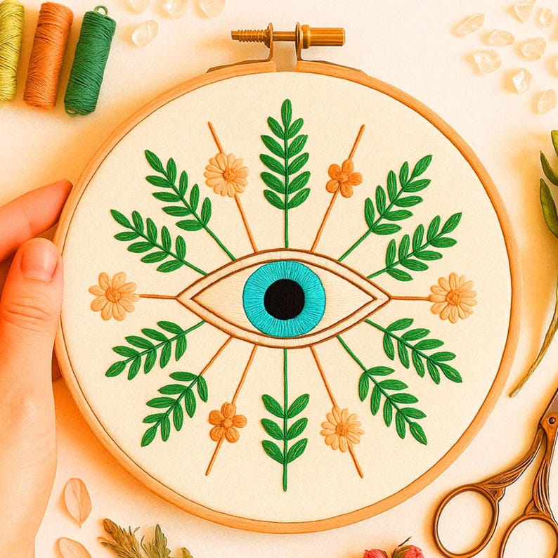 Mystical Eye Hand Embroidery Pattern Boho Eye Embroidery All-seeing Eye ...