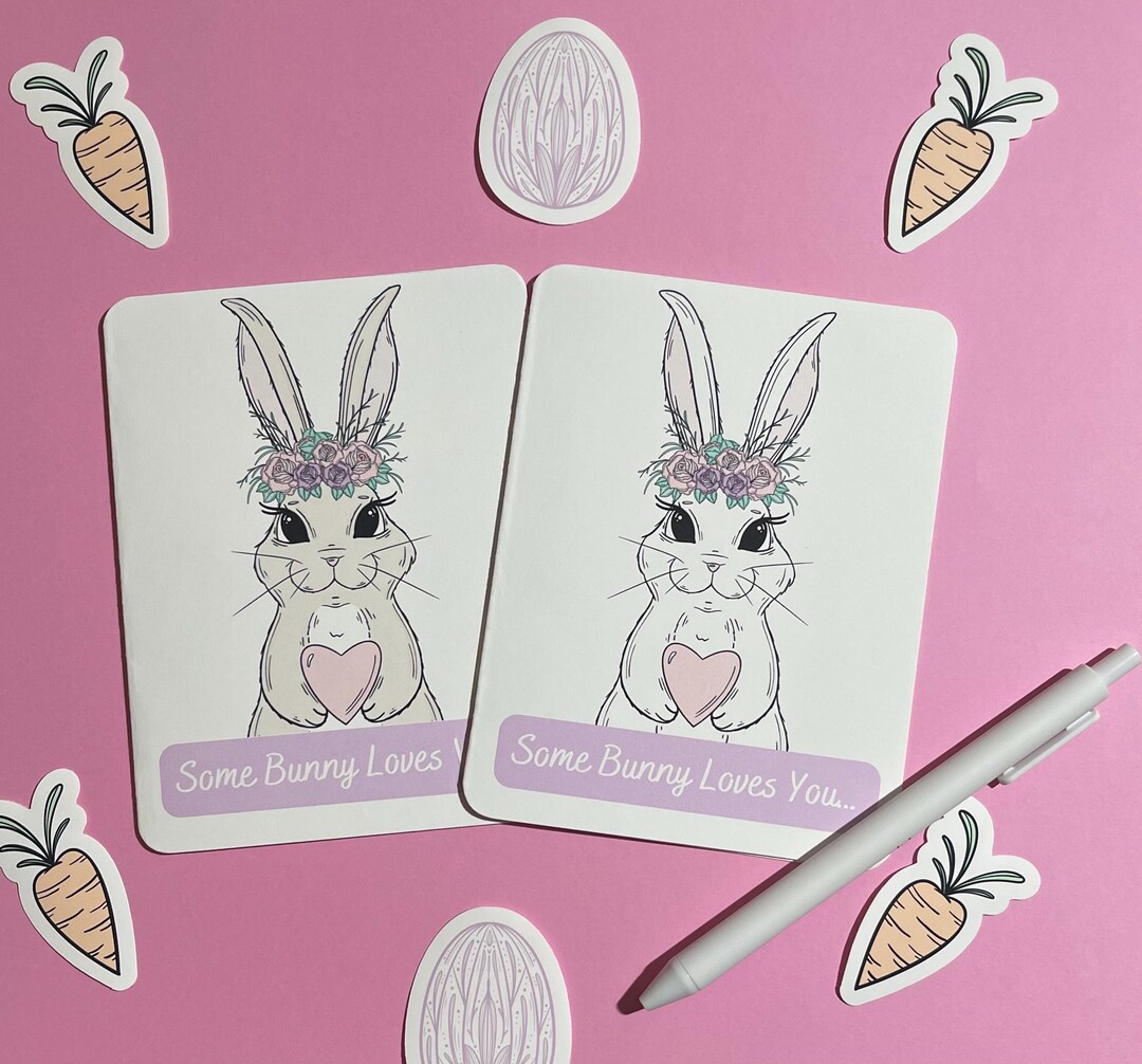 Some Bunny Loves You Easter Card – Cute Bunny With Floral Crown - Etsy