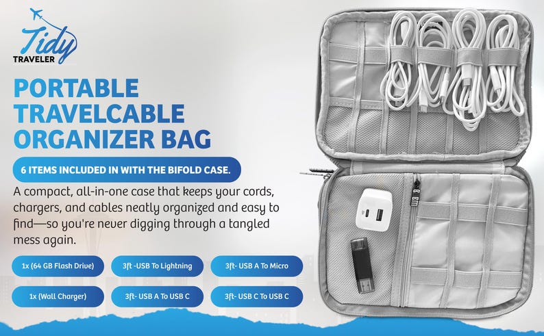 Tech Included! Tech Organizer Bag With Cables & Charger | BUBM Travel ...
